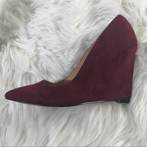 Shoes | Express Burgundy Suede Wedges | Poshmark